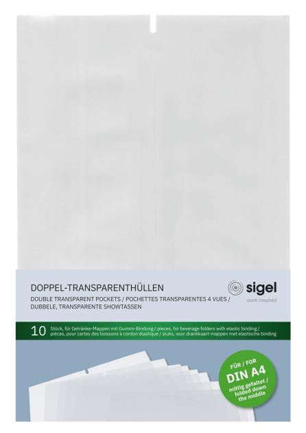 Doppel-Transparenthüllen, A4 gefaltet, 10 Stück | SIGEL